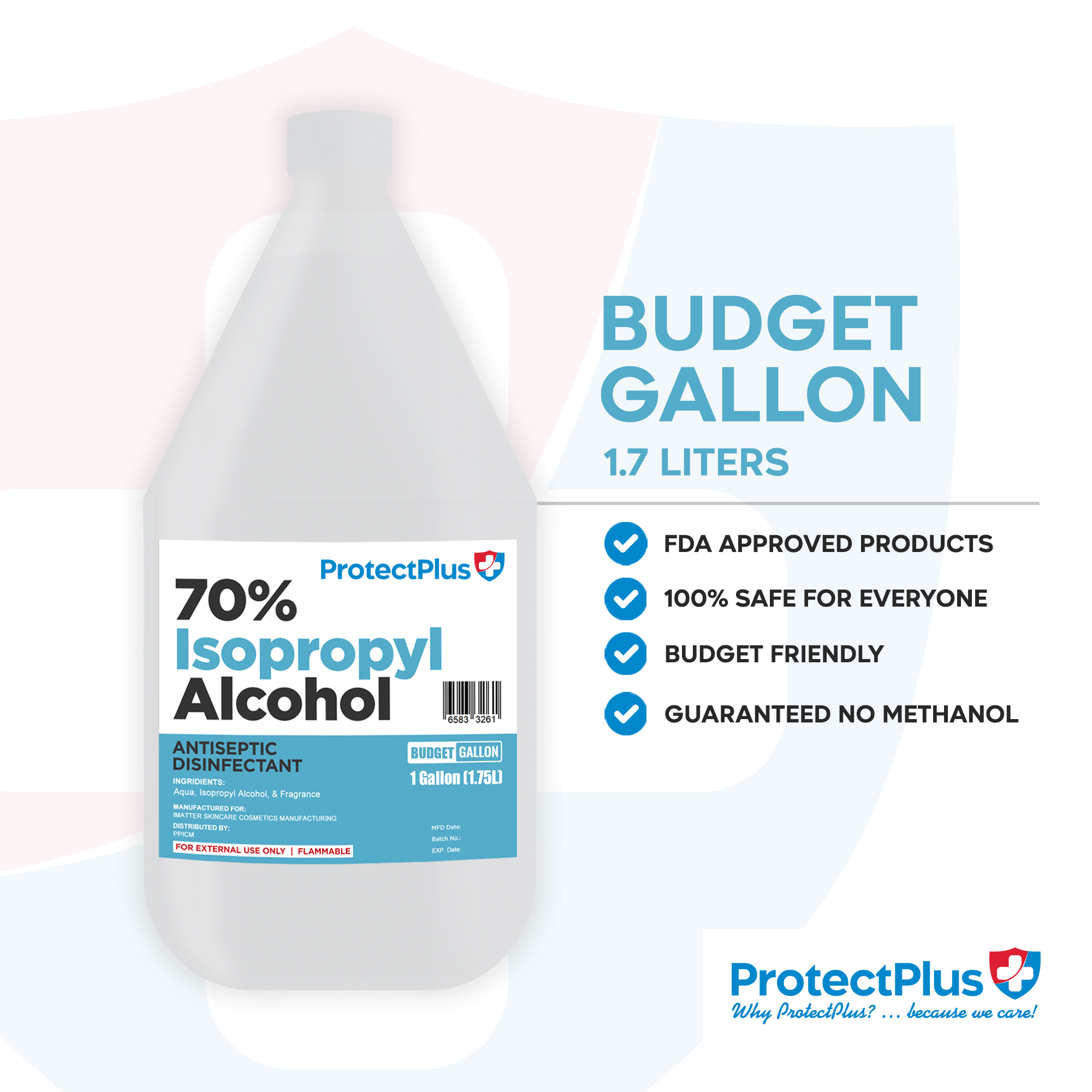 Original Protect Plus 70% Isopropyl & Ethyl Alcohol 1 Gallon (1.75L ...