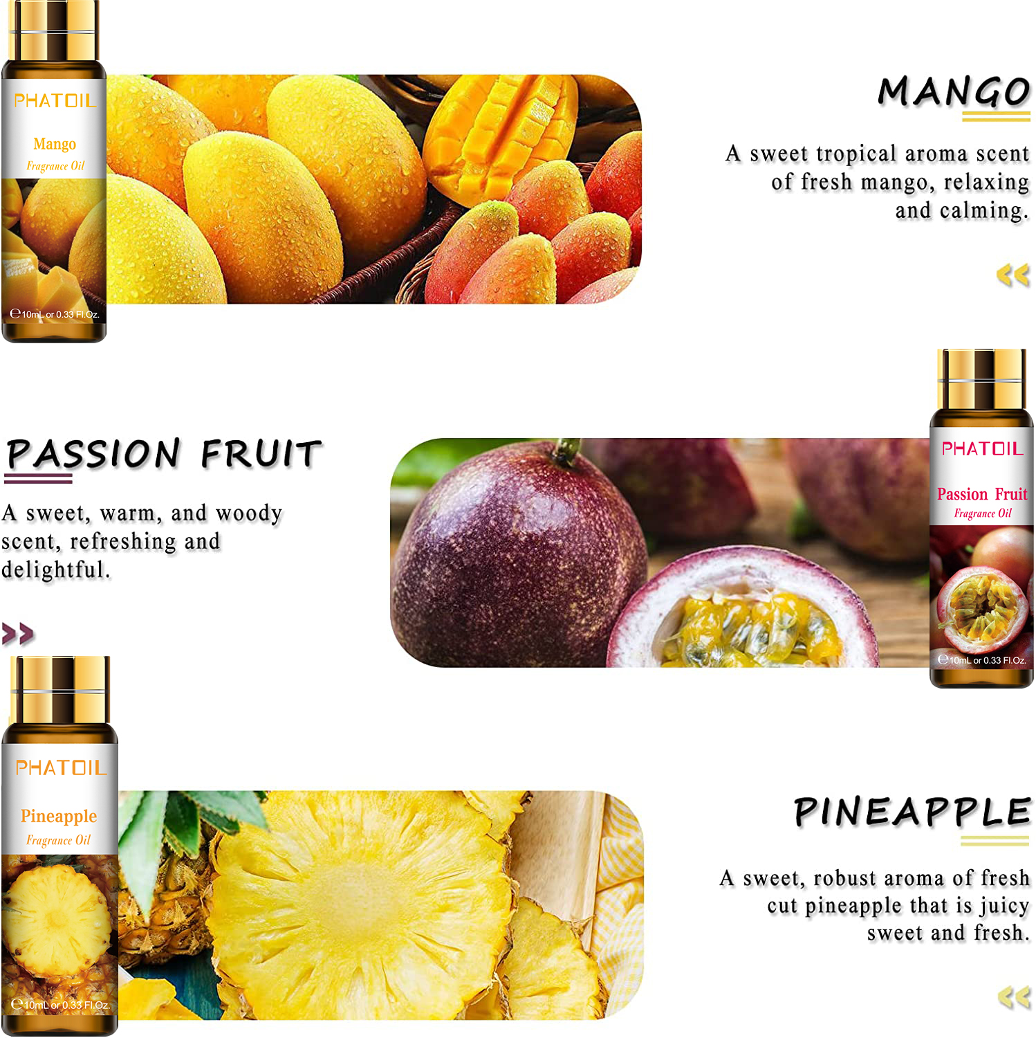 PHATOIL 9pcs Fragrance Oils Set 10ml Lime Mango Strawberry Watermelon ...