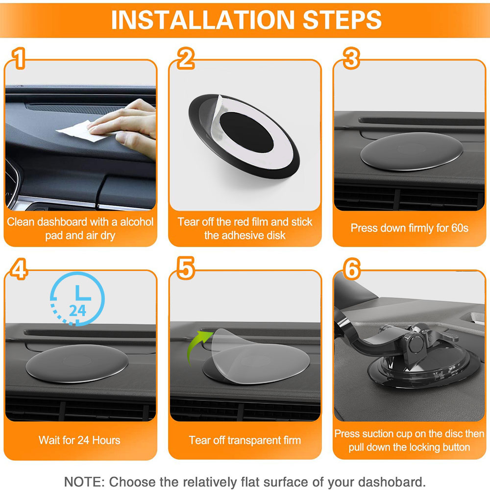 Dashboard Pad Mount Suction Cup Pad Disc Adhesive on Dash Pad Mounting ...