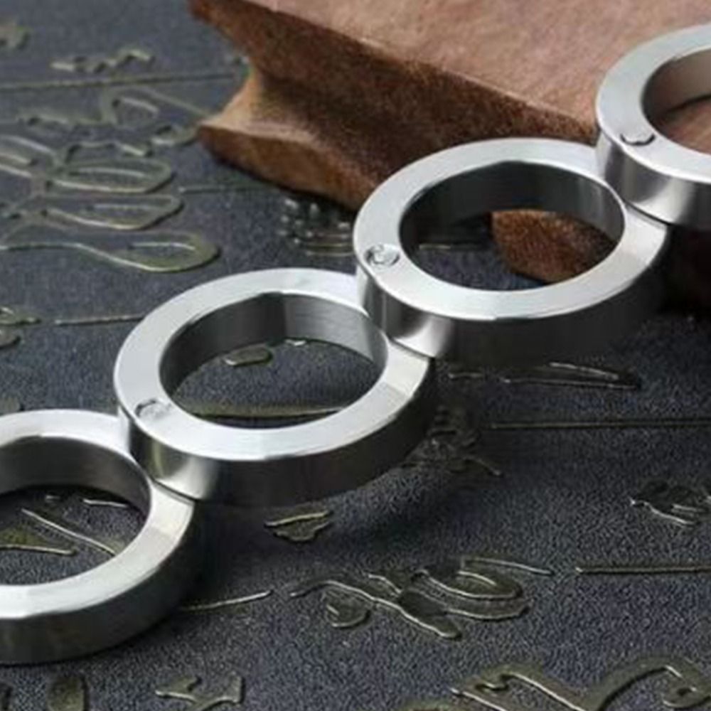 JIYAN2866 2/4PCS Portable Folding Ring Stainless Steel Decompressive ...