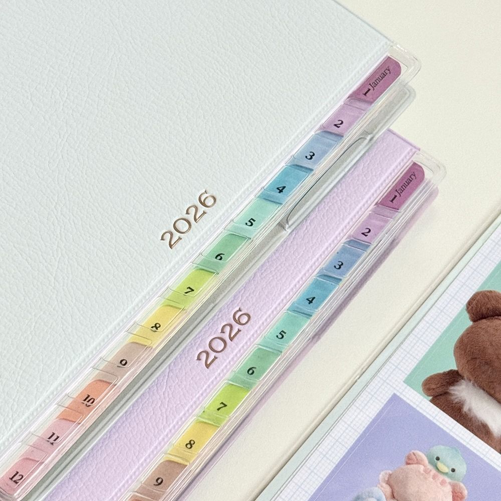 New 220 Pages 2026 Planner PU Leather Colorful Index Agenda Book DIY ...