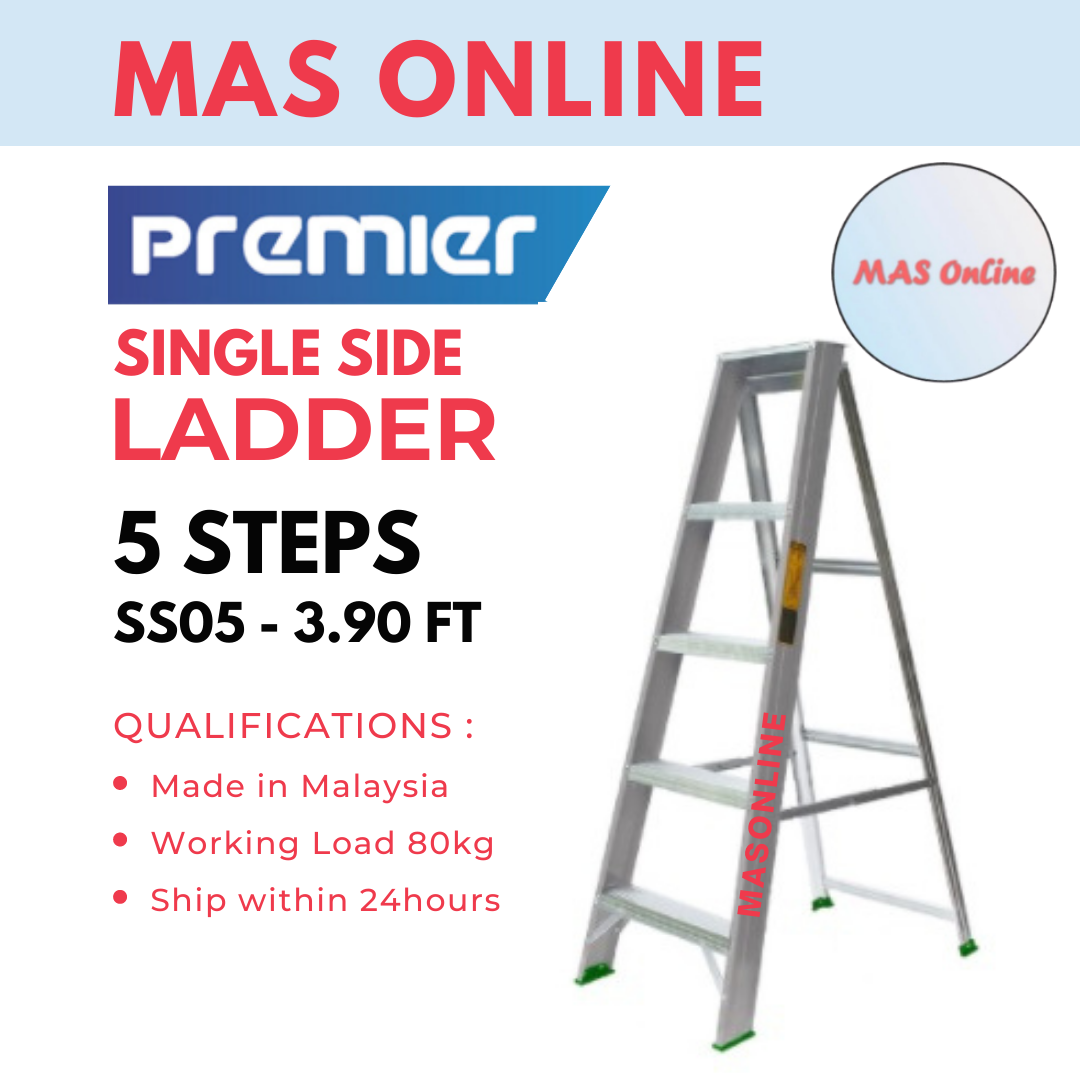 ORIGINAL SS05 Everlas 5 Steps Single Sided Ladder TANGGA ALUMINIUM ...