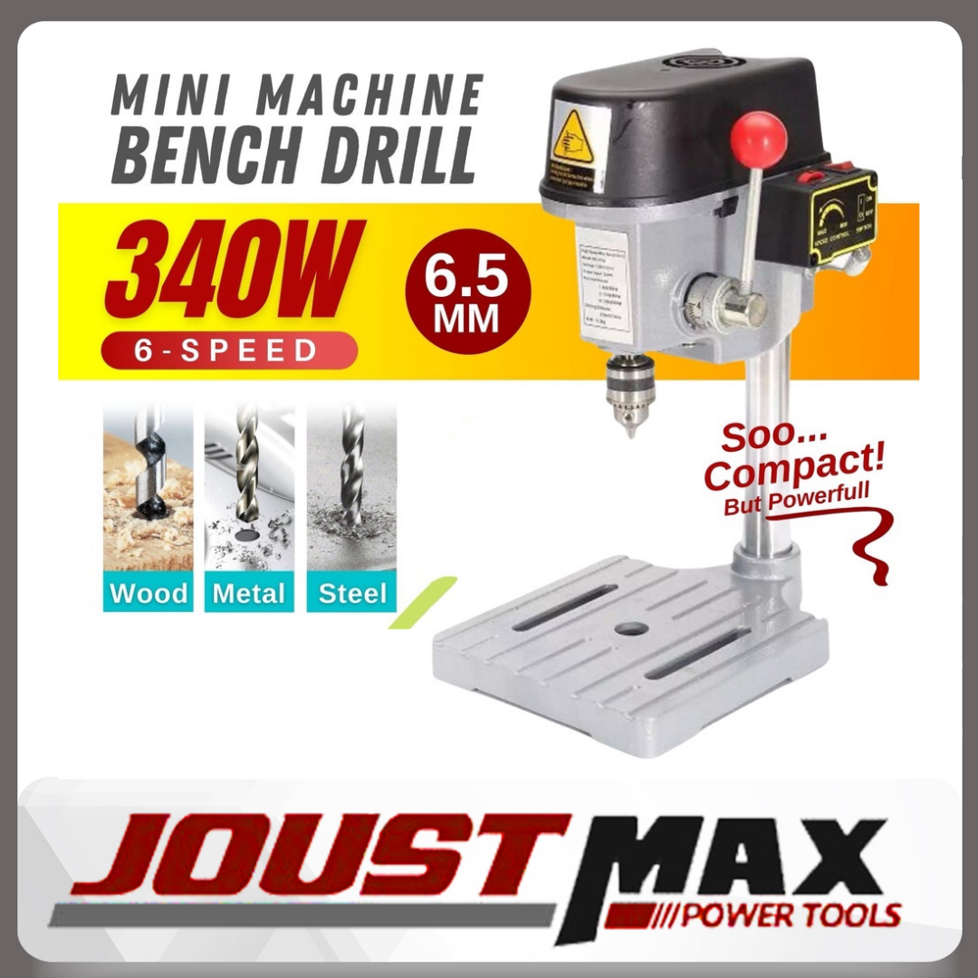 JOUSTMAX 1/4" Mini Bench Drill Machine Drilling Gerudi Meja Drill Press ...