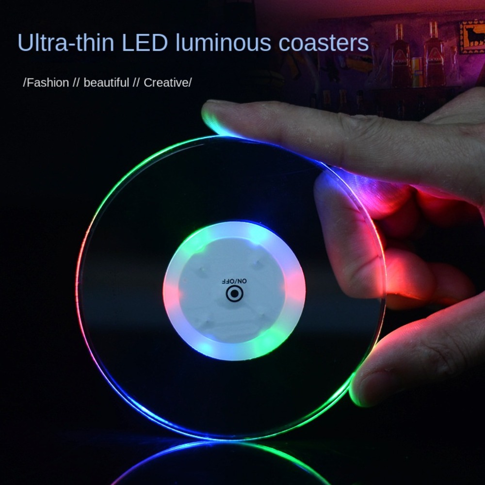 High Quality Acrylic LED Luminous Coaster 10CM White Multicolor ...
