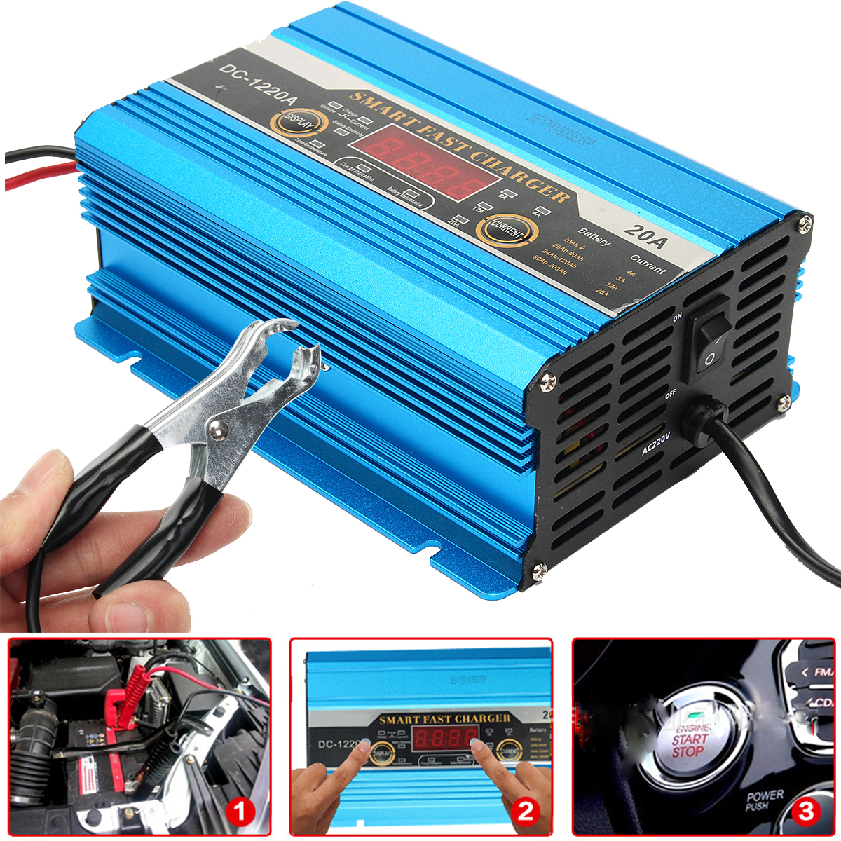 Intelligent 12V Premium 20A Computers 200ah Three-phase Smart Fast ...