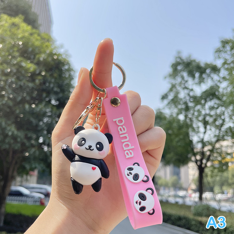 Cute Panda Cartoon Keychain Kawaii Animal Pendant Keyring Bag Charm Car ...