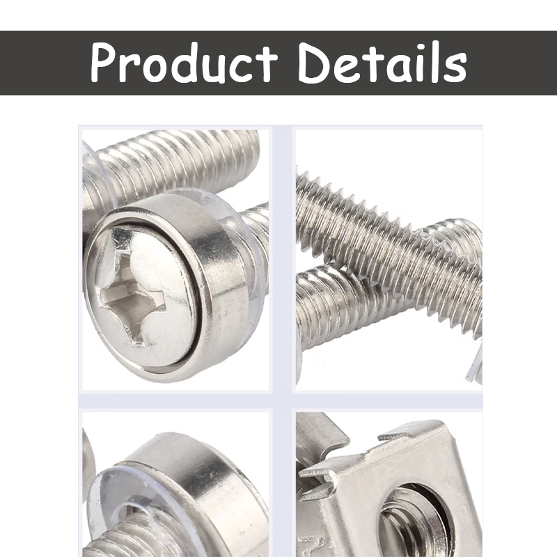 5pcs Cage Nuts M5 M6 304 Stainless Steel Square Hole Hardware Server ...
