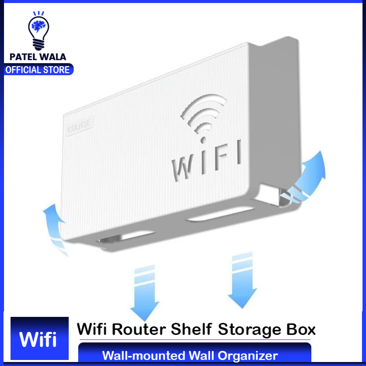 (White) Wireless WiFi Router Shelf Storage Box - Wall-Mounted Organizer ...
