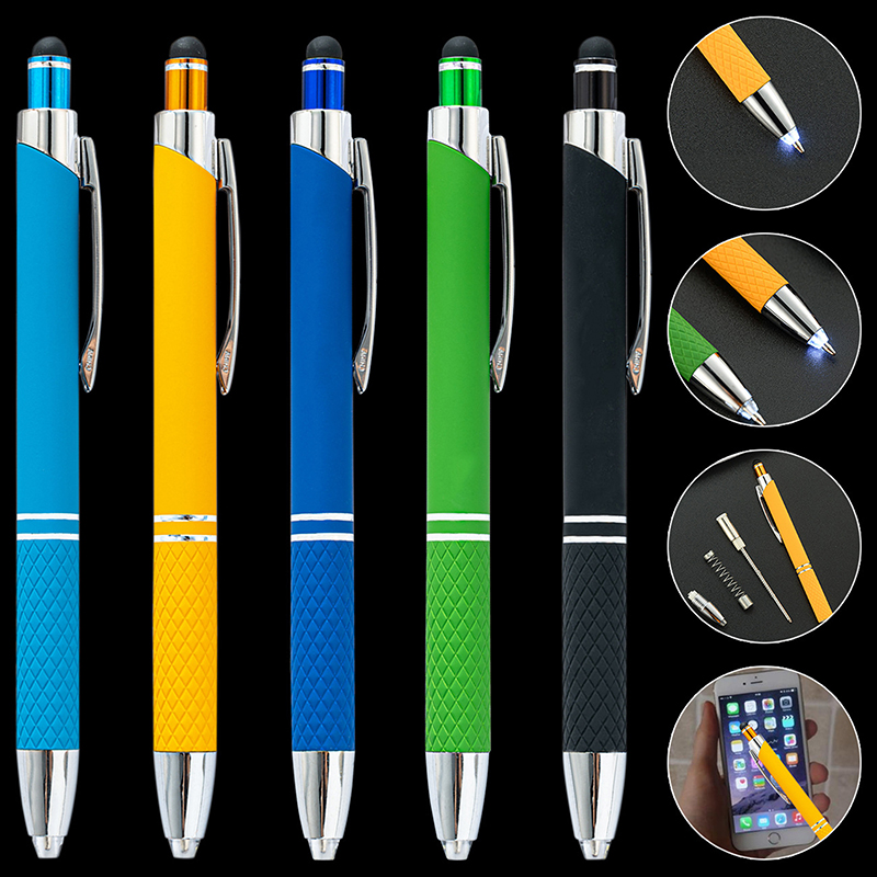 3 In 1 Touch Screen Stylus Ballpoint Pen With LED Light For iPad Iphone ...