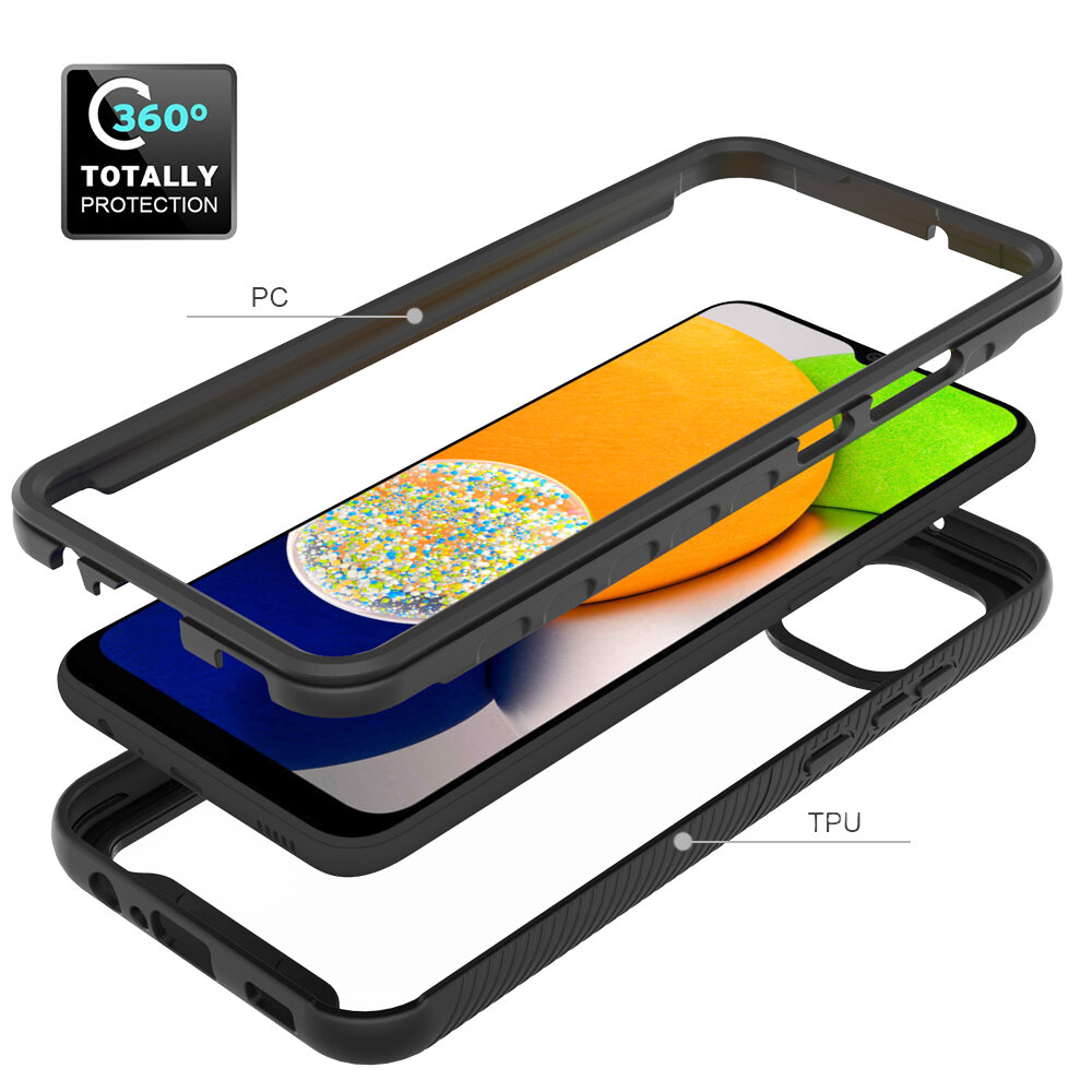 lthmy for Samsung Galaxy A03 Casing Clear Back Rugged Bumper Dual Layer ...