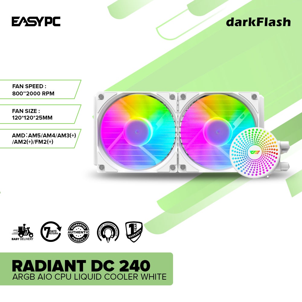 EasyPC | DarkFlash Radiant DC 240 Black White High strength pipes ARGB ...