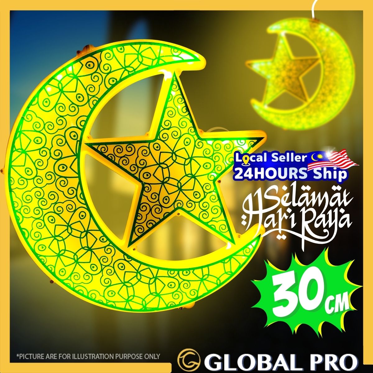 Lampu Bulan Bintang Besar Raya Lampu Hari Raya Ramadan Decoration Lampu ...