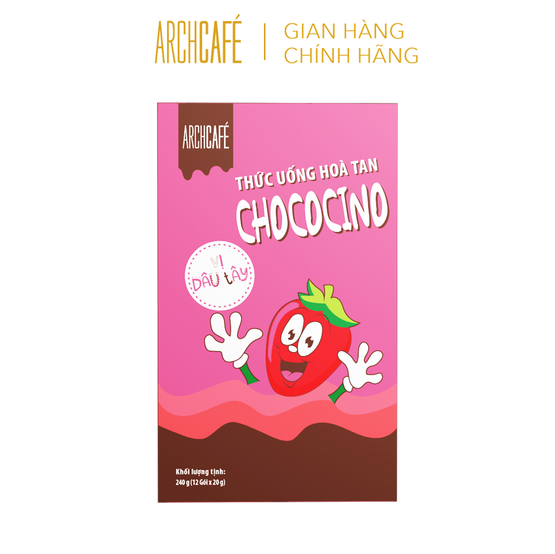 Chocolate Dâu - Choco Cacao hoà tan Archcafé Chococino (hộp 12 gói x ...