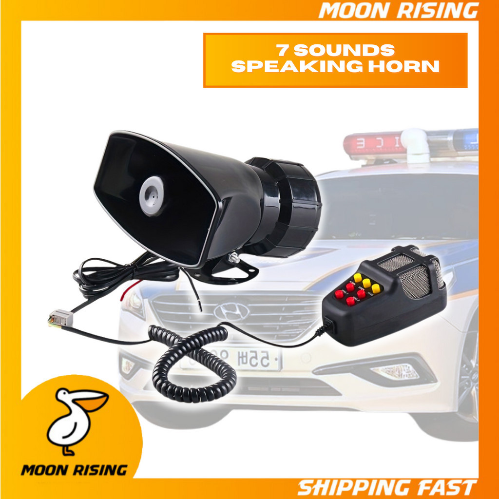 UNIVERSAL 7 SOUNDS SPEAKING HORN WITH SWITCH & MIC 12V 100W FOR ...