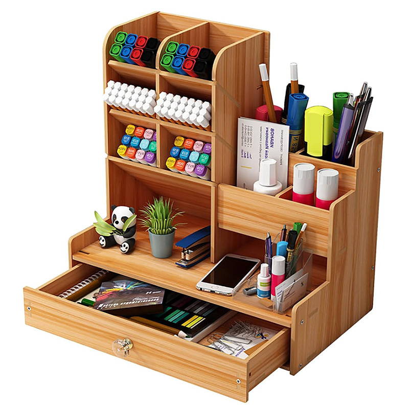【Great Selection】 Wooden Desk Organiser DIY Desktop Tidy Pen Holder ...