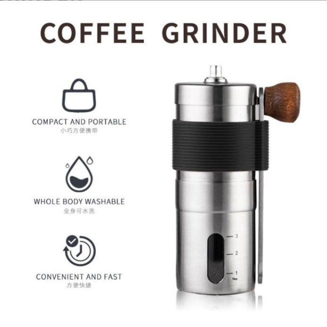Manual Coffee Grinder Mini Portable Adjustable 304 Stainless Steel ...