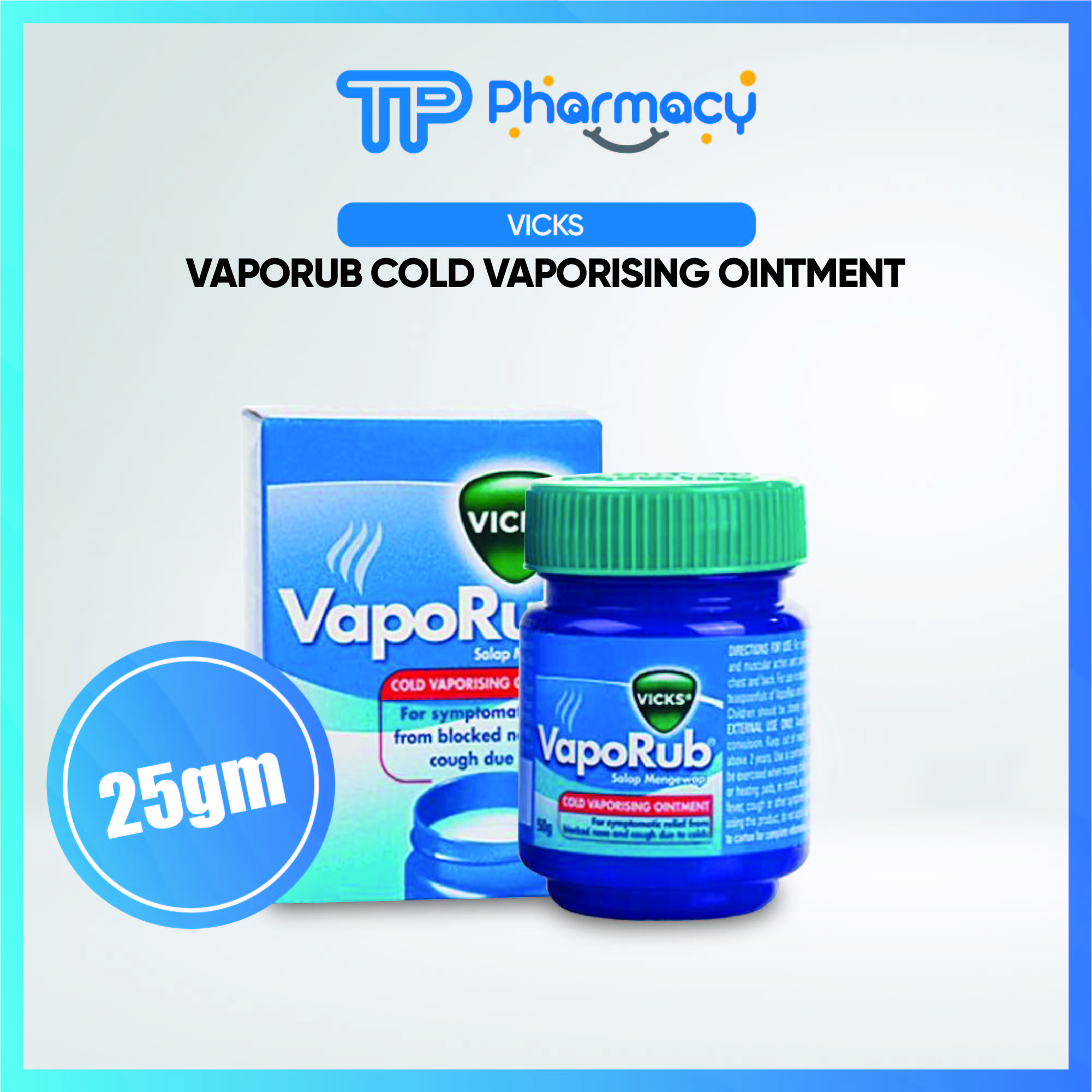 Vicks Vaporub Cold Vaporising Ointment 25gm | Lazada