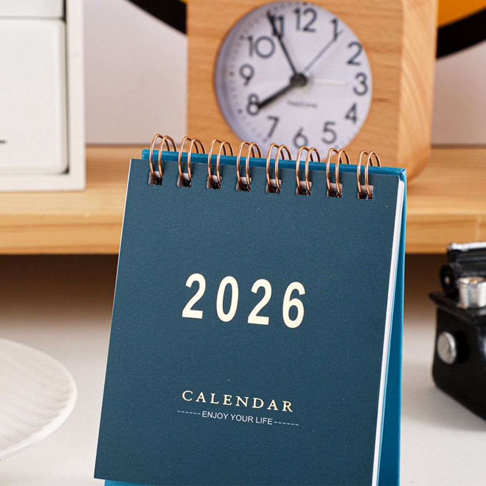 Portable Month Date Display 2026 Small Desk Calendar English Coil ...