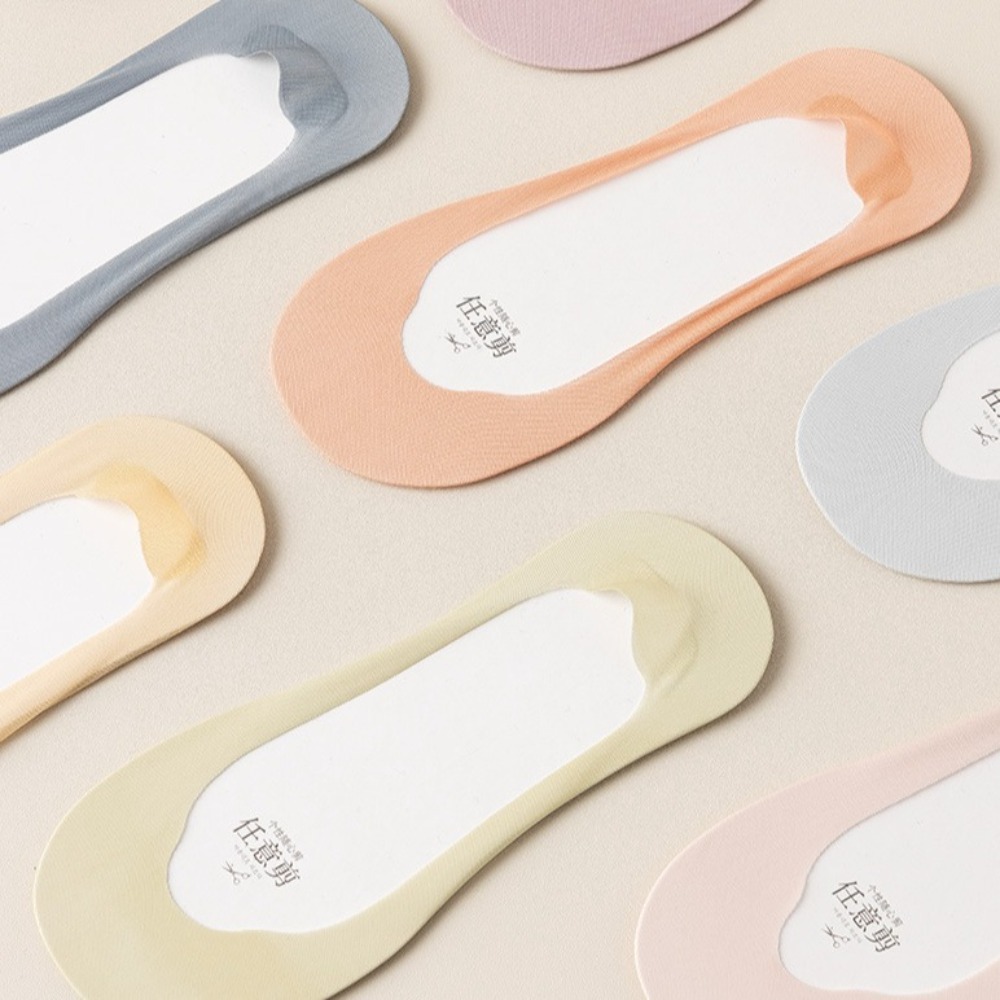 5Pairs Breathable Cotton Bottom Boat Socks Set Women Mesh Solid Color ...