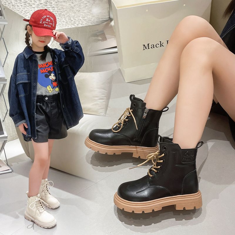 Girls Martin Boots 2024 New Spring and Autumn Single Boots Medium and ...