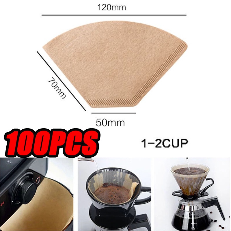 100 Pcs V60 Drip Filter Paper Coffee Maker Filter Natural wood pulp ...