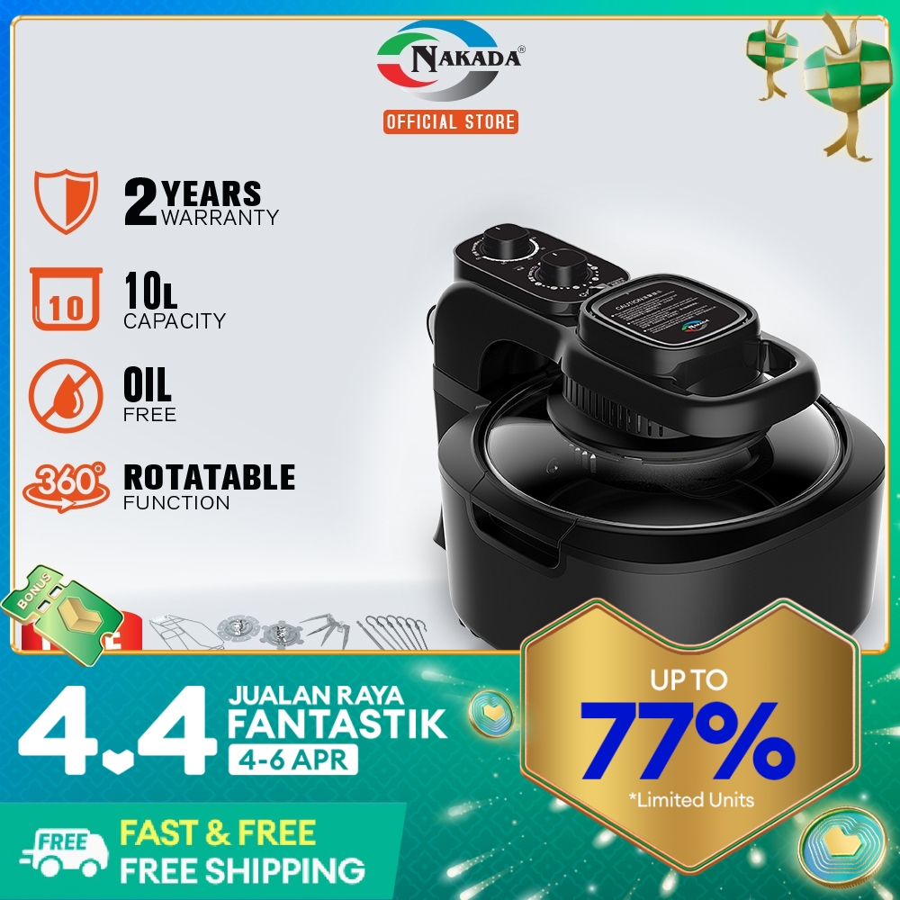 Nakada 10 Litre XXL 360º Rotation Air Fryer NKD1500 | Lazada