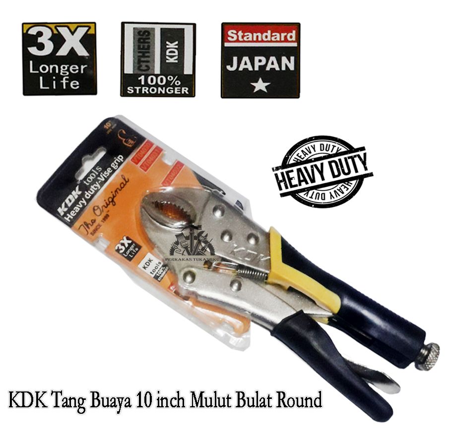 [HEAVY DUTY] KDK Tang Buaya Mulut Bulat Round Jaw Locking Plier 10 Inch ...