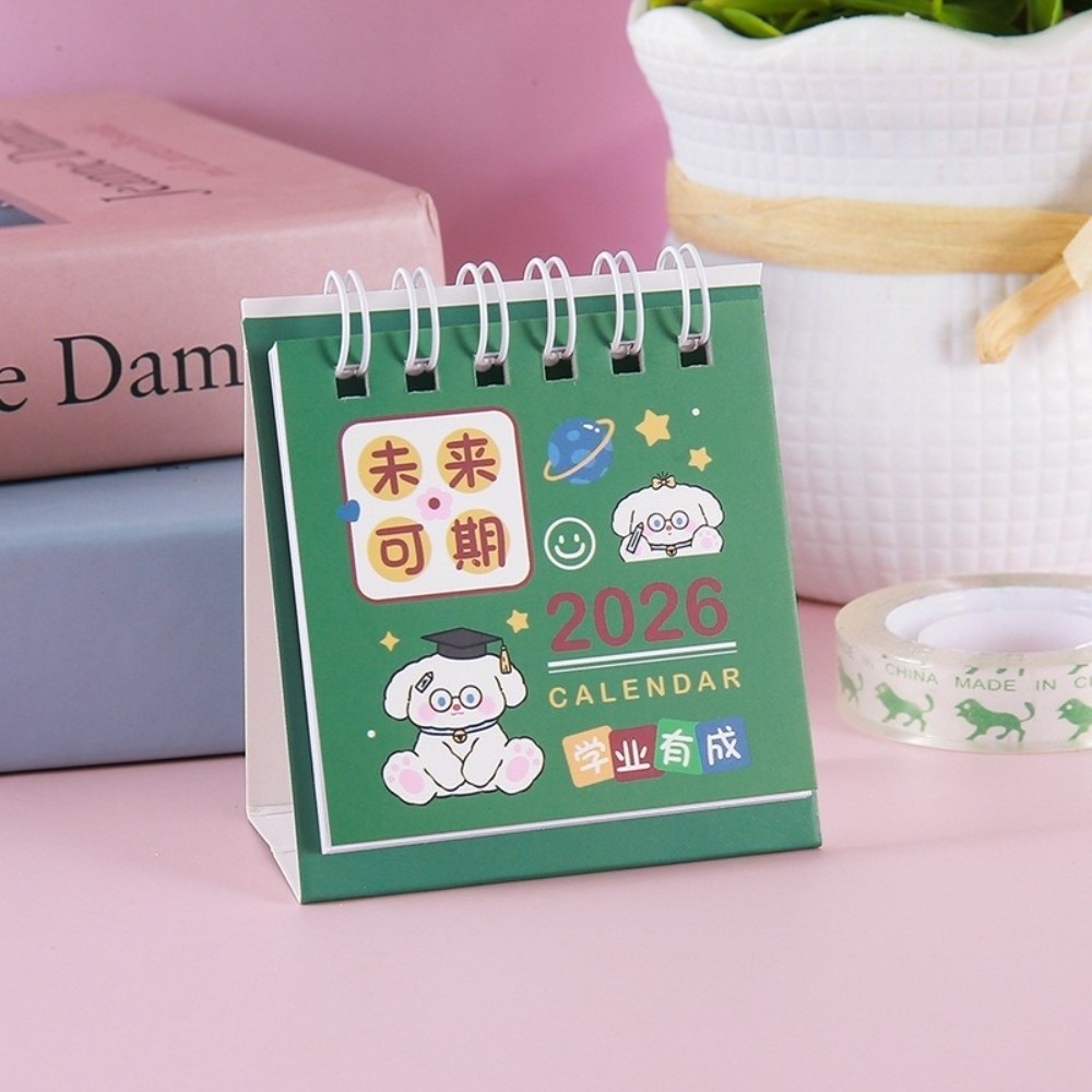 Simple Mini 2026 Desk Calendar Flip Cartoon Standing Calendar Coil ...