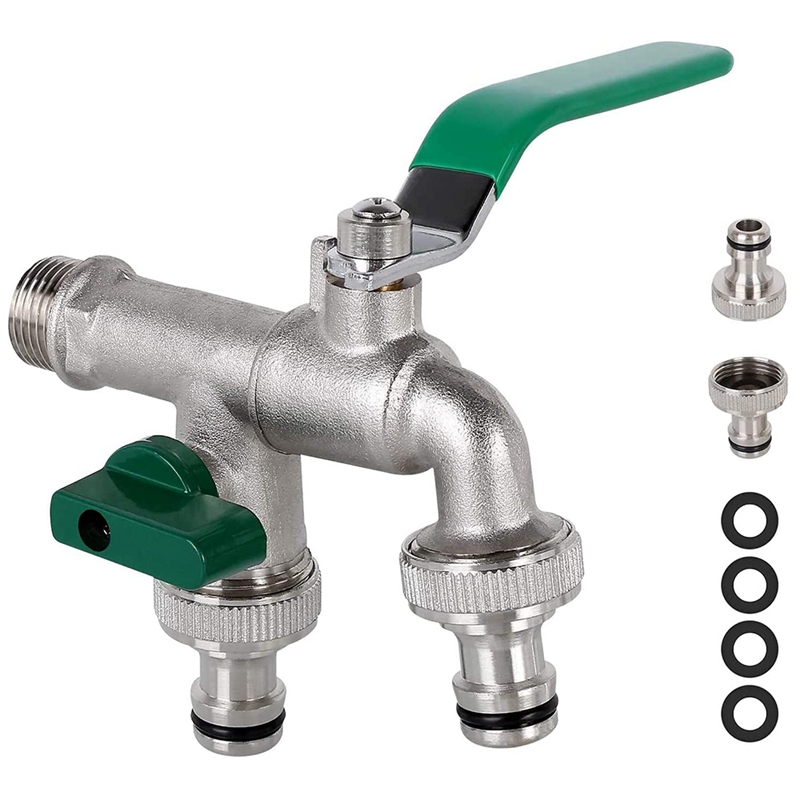 1/2 Inch Tap Brass Faucet with Double Connection and Hose Nozzle ...