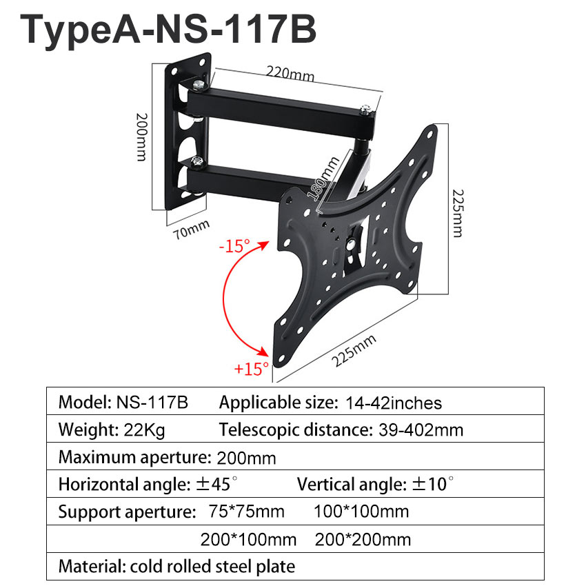 TV Bracket 19"-55" LED/LCD Universal Adjustable TV Wall Mount Bracket ...