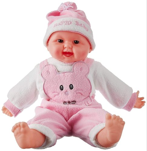 44 cm Laughing Sound Doll Battery Operated Soft Toy with Trendy Dress ...