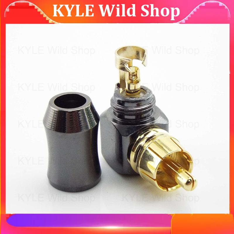 KYLE Wild Shop 90 Degree RCA Male Plug Connector Audio Adapter ...