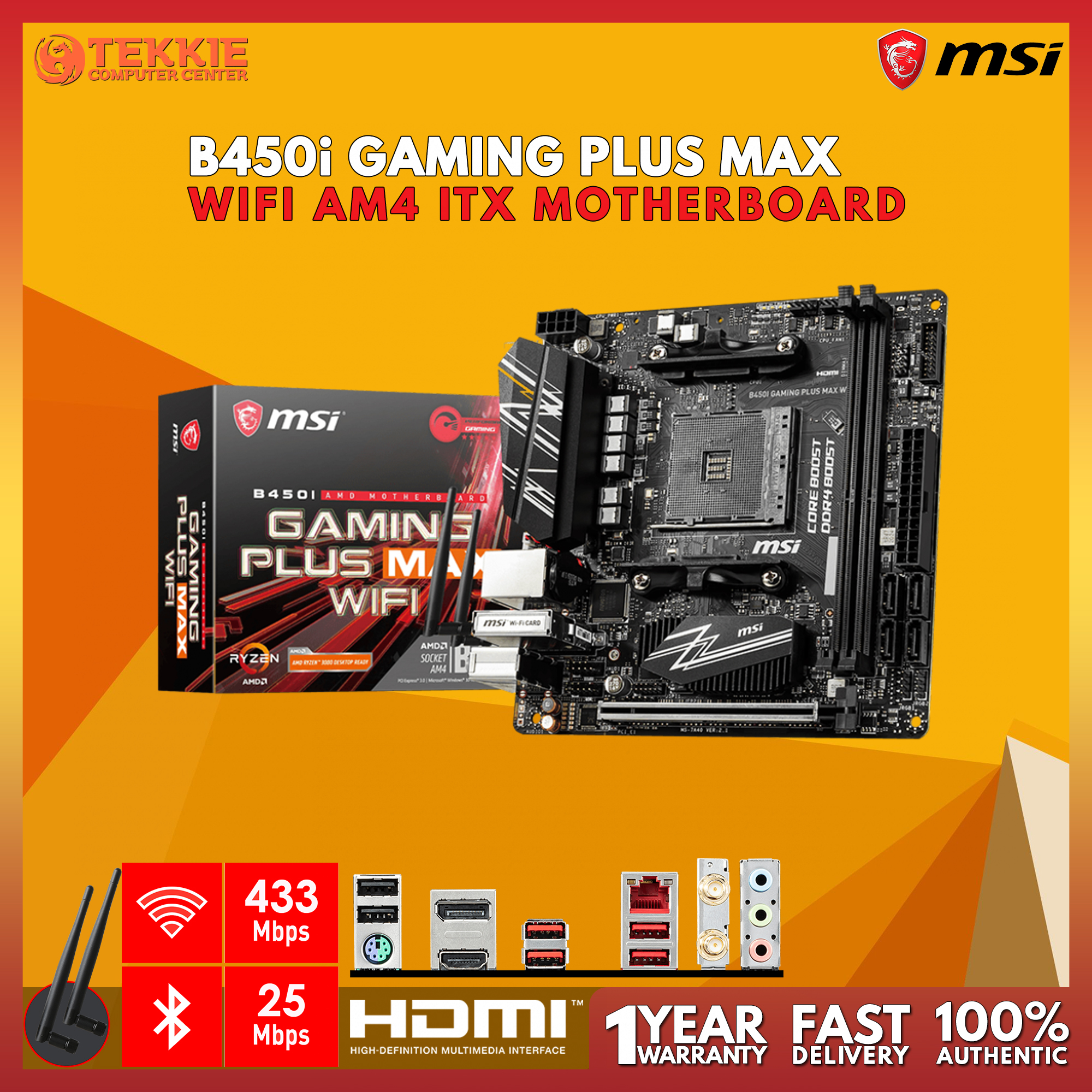 MSI B450i Gaming Plus Max WIFI ITX AM4 Socket Motherboard | Lazada PH