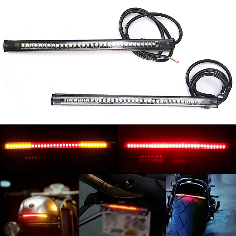 48 SMD LED Motorcycle Motorbike Tail Brake Stop Turn Signal Strip Stop ...