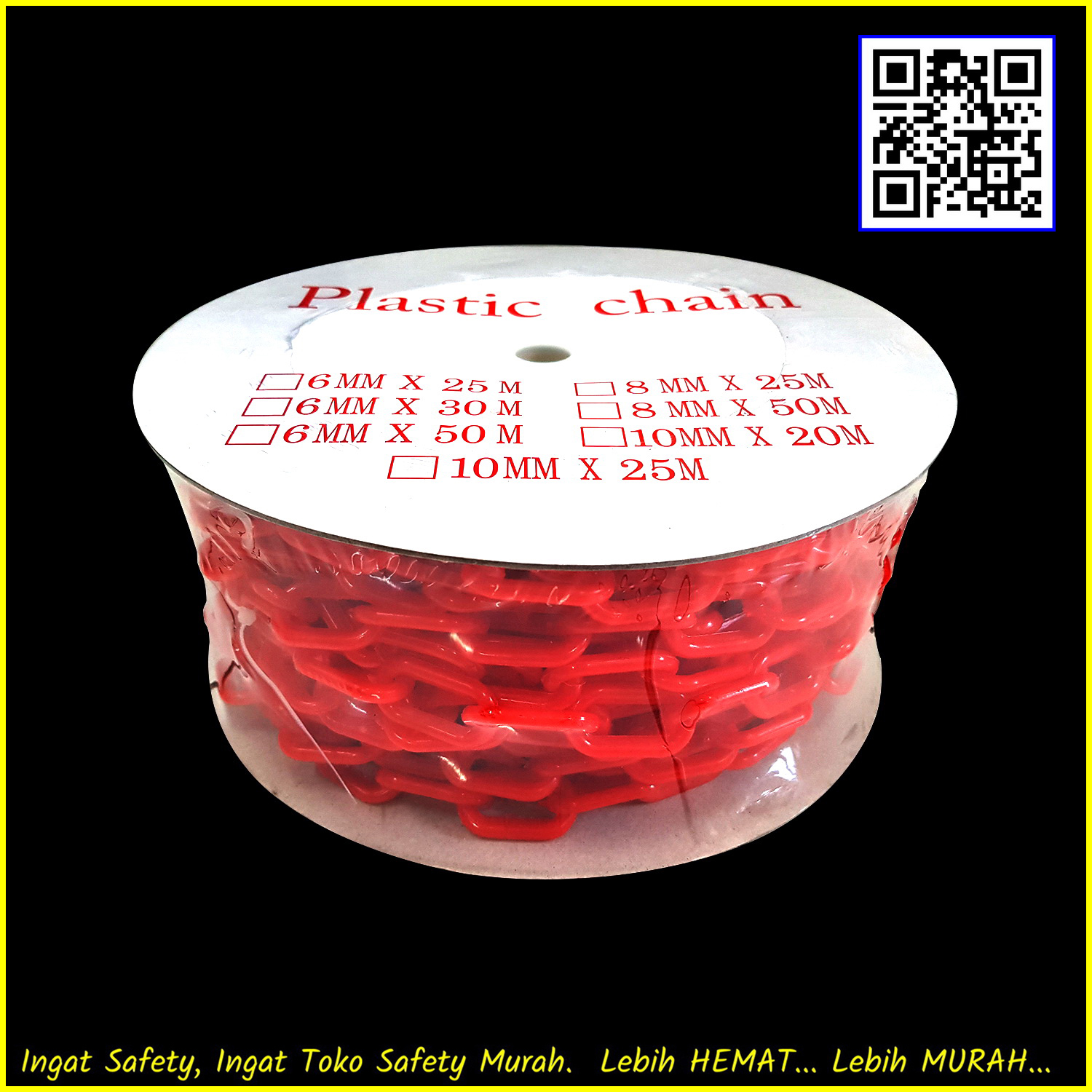 Rantai Plastik 6 MM x 25 Meter Penghubung Traffic Cone Antrian / Rante ...