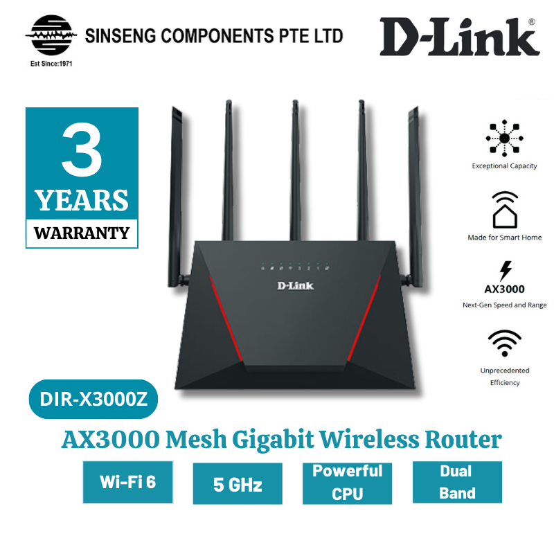 D-Link DIR-X3000Z AX3000 WiFi 6 Mesh Gigabit Wireless Router | Lazada Singapore