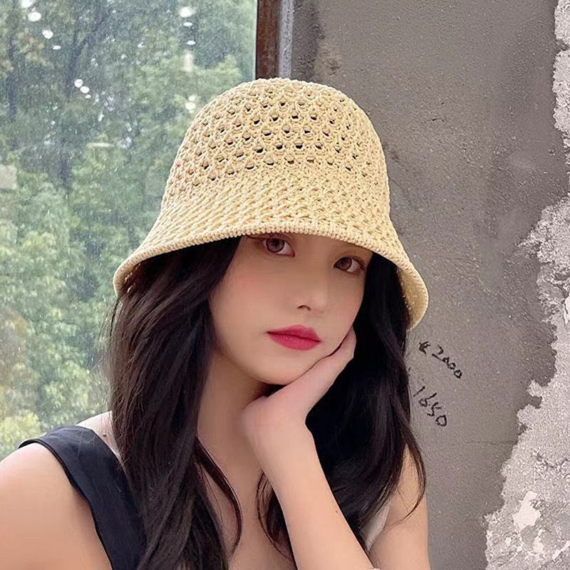 Handmade Crochet Floppy Top Summer Hats Collapsible Dome Bucket Hat ...