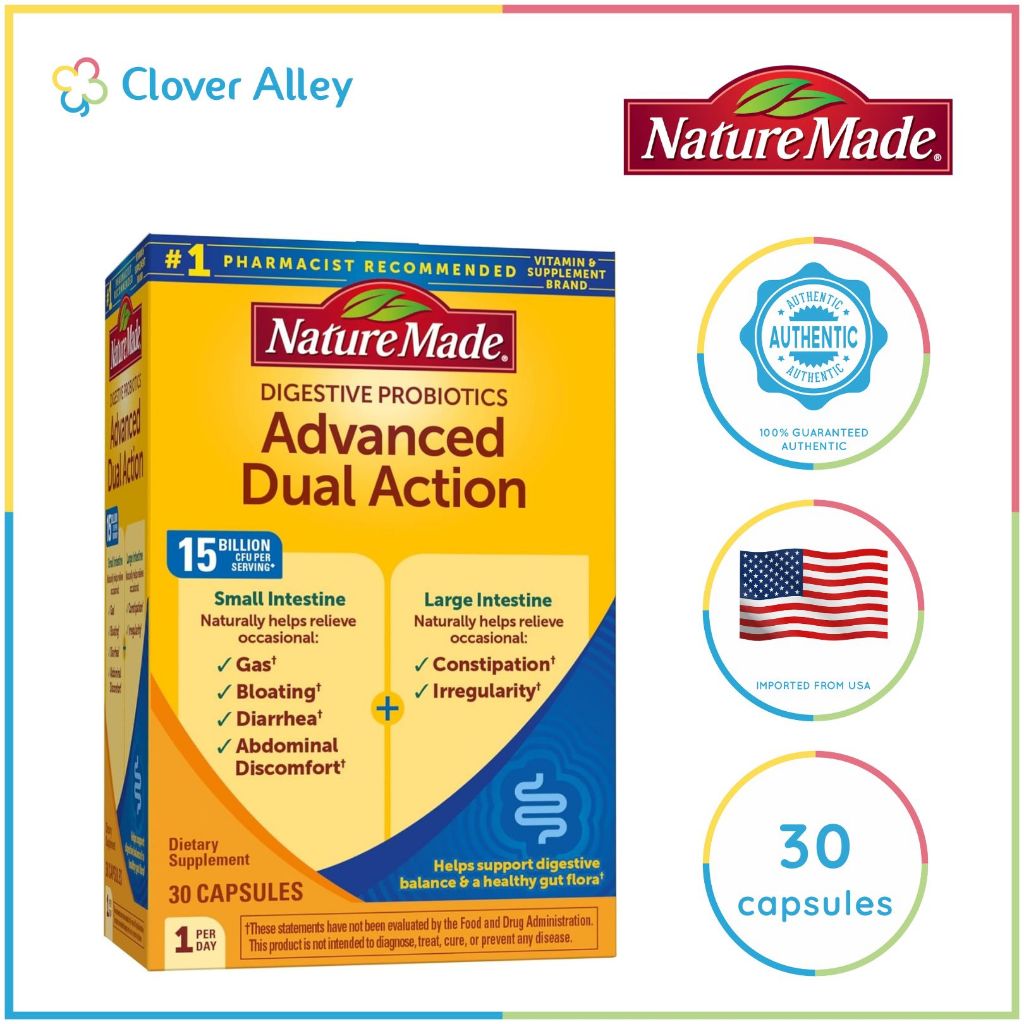 Nature Made Digestive Probiotics Advanced Dual Action 30pcs (Apr 2024 ...