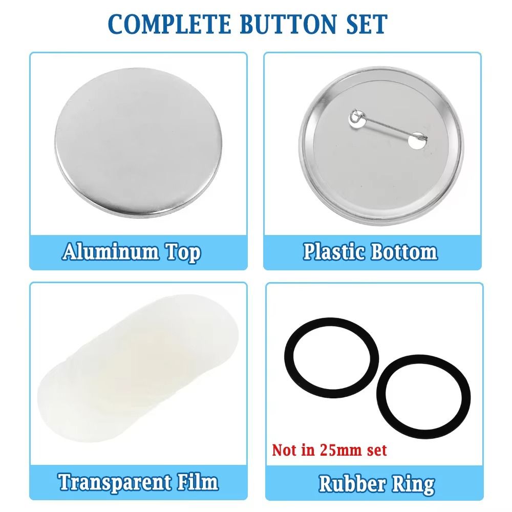 10Pcs New 44mm/58mm Badge Maker Parts Round Metal Hand Press Button ...