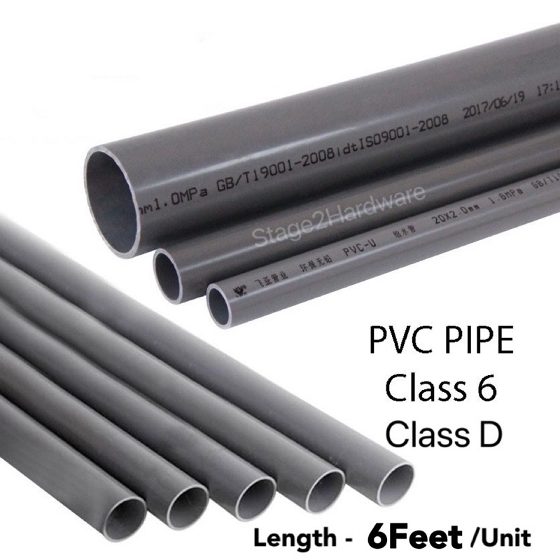 6Feet 15MM 1/2'' 20MM 3/4'' 25MM 1'' PVC PIPE PAIP AIR KELABU CLASS D Class 6 灰喉 PVC PAIP TEBAL ...