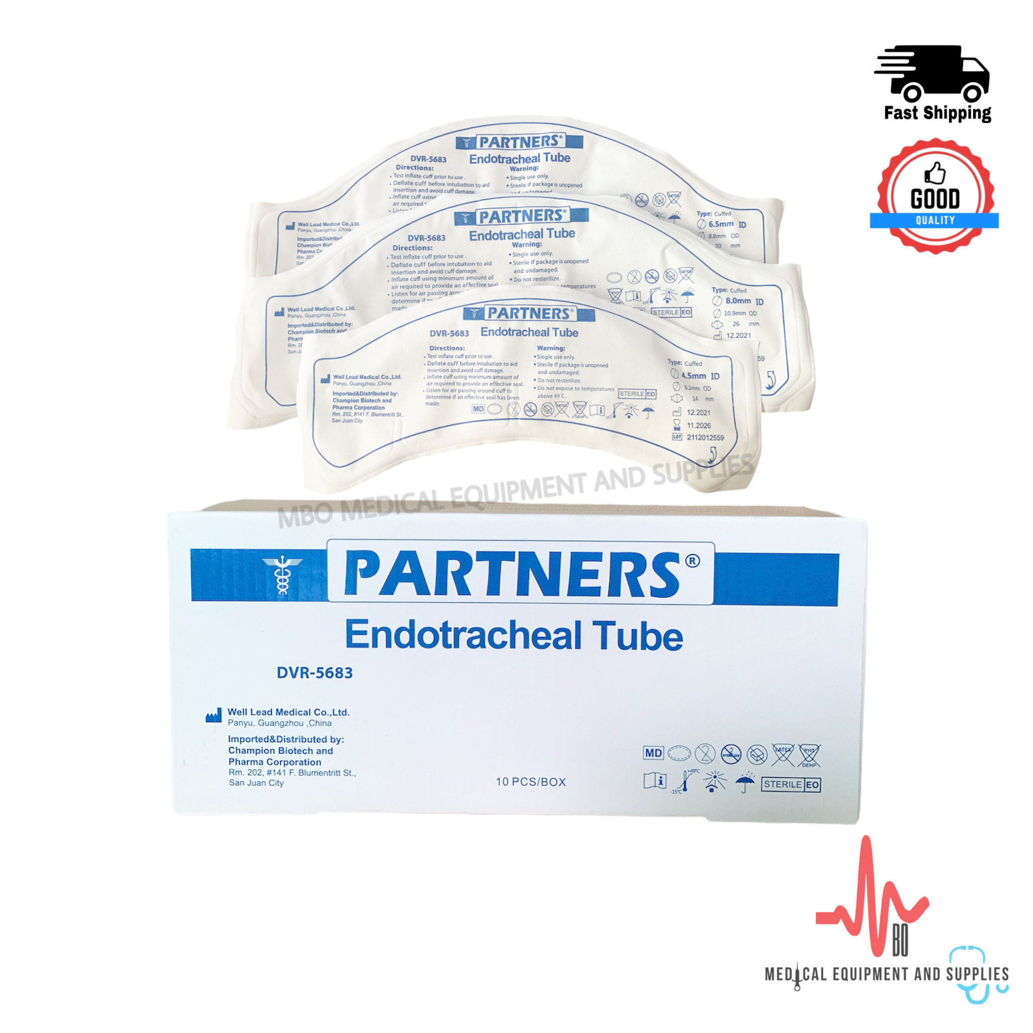 Partners Endotracheal Tube - 10PCS/BOX (FR 2, 2.5, 3, 3.5, 4, 4.5, 5, 5 ...