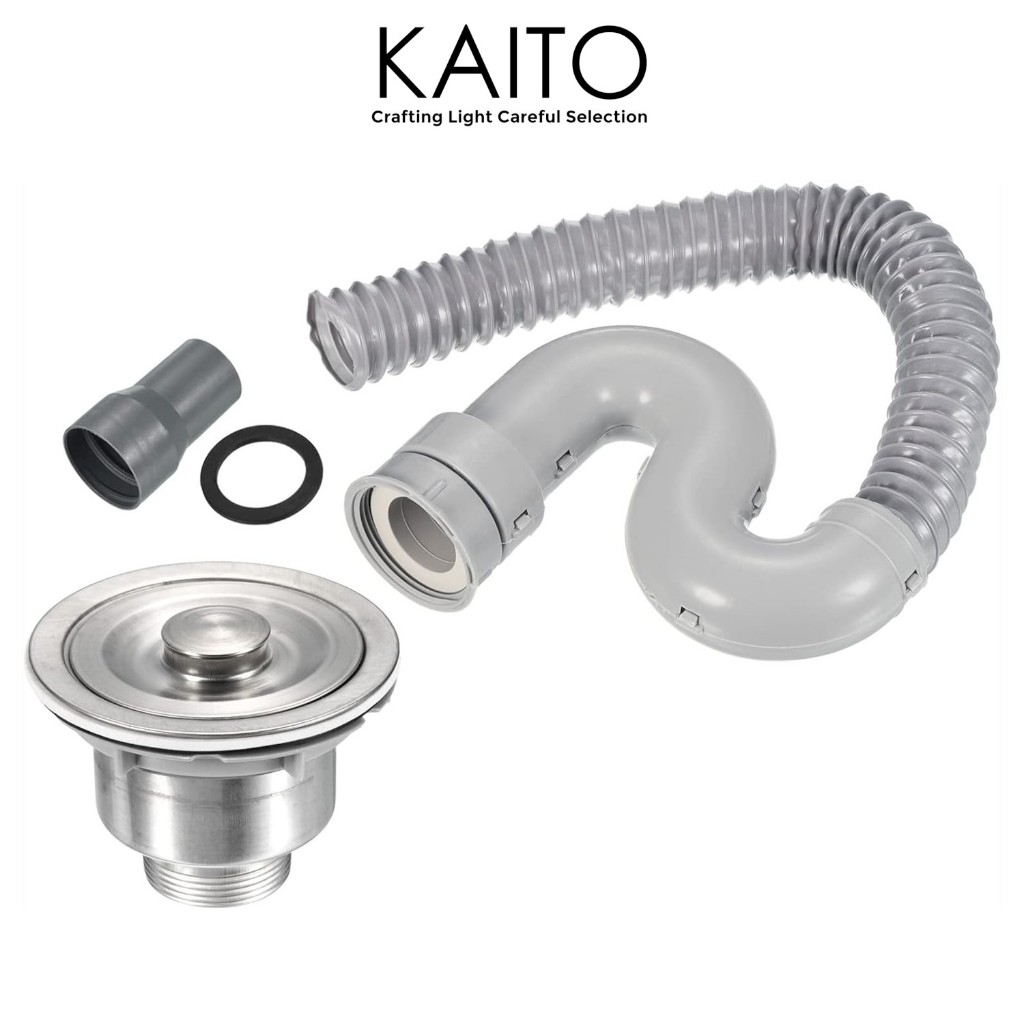 【FULL SET】 1/2“ Stainless Steel Kitchen Wash Basin Drain Pipe Sink ...