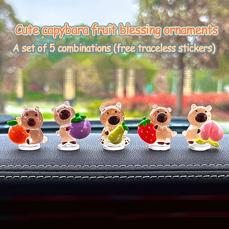 5Pcs Cartoon Capybara Car Interior Auto Dashboard Doll Ornaments ...