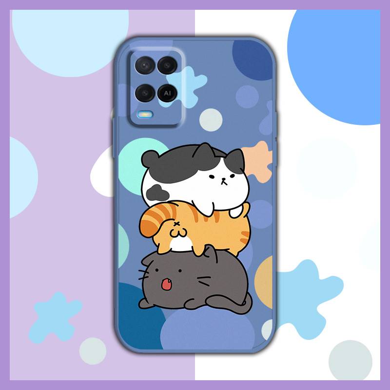 cat Anti-fall Phone Case For OPPO A54 4G Liquid silicone shell Back ...