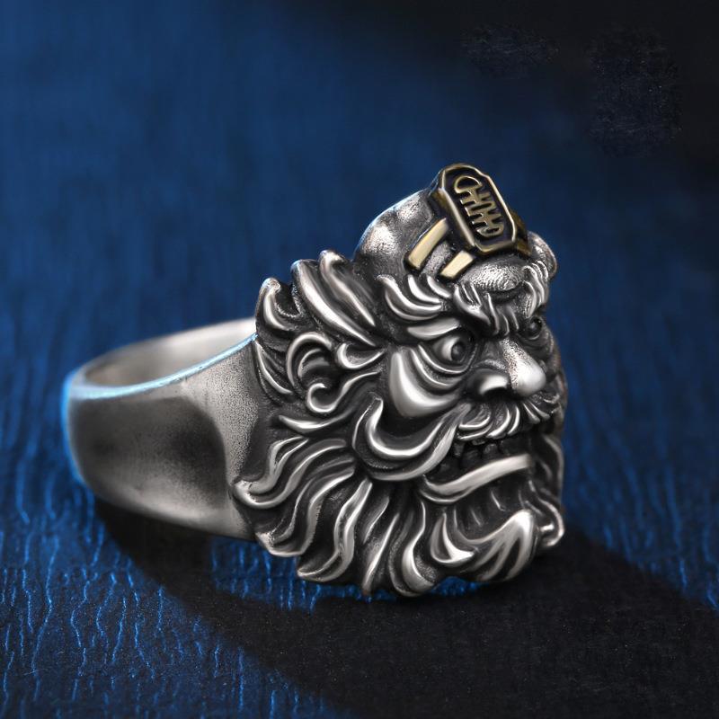 Vintage Zhong Kui Ring Thai Silver Ethnic Style Index Finger Ring Men's ...