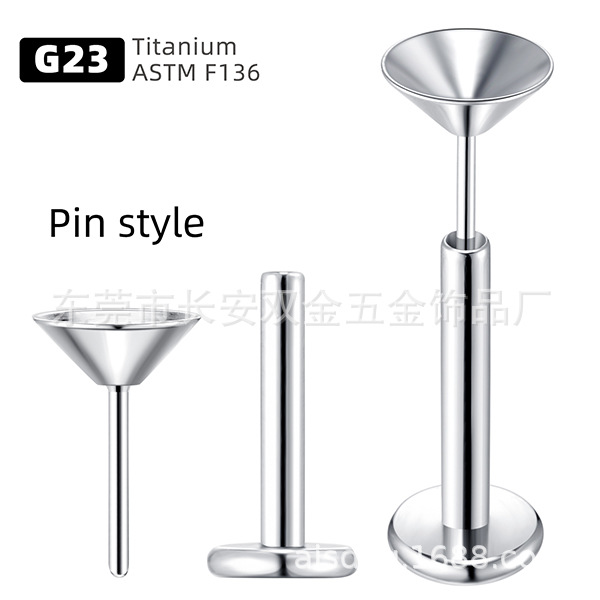 【New Arrivals】G23 titanium alloy pin funnel head stick lip nail head ...