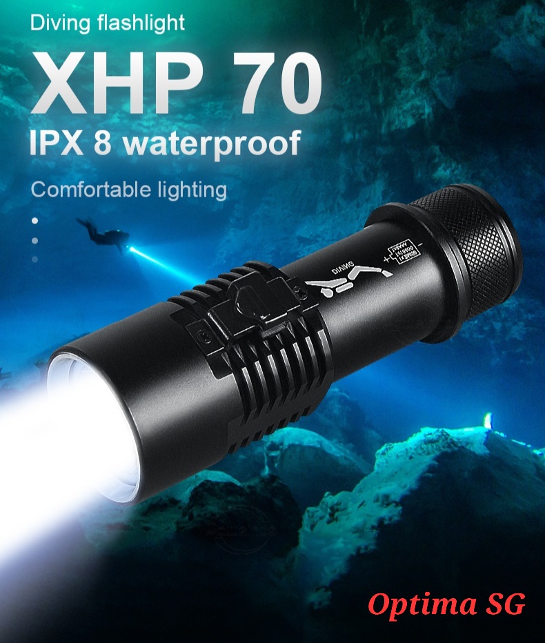 [SG Seller] XHP70 Professional Diving Flashligh IPX8 Waterproof Ultra ...