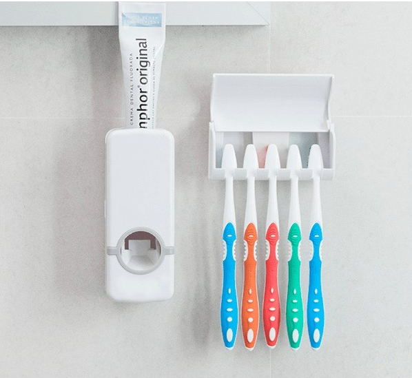 Prop Shop Automatic Toothpaste Dispenser Toothbrush Holder Wall Mount ...
