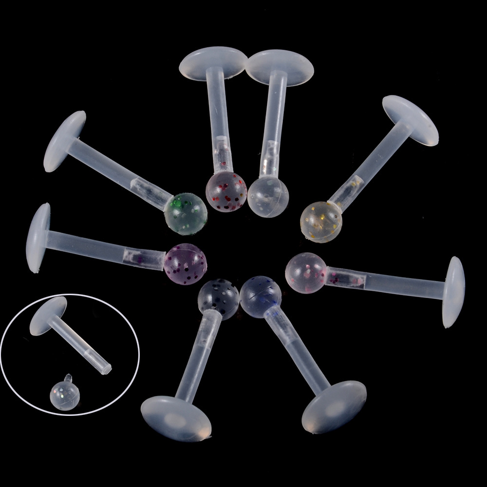 【Innovative designs】8 p/set of acrylic transparent soft lip stud ball ...