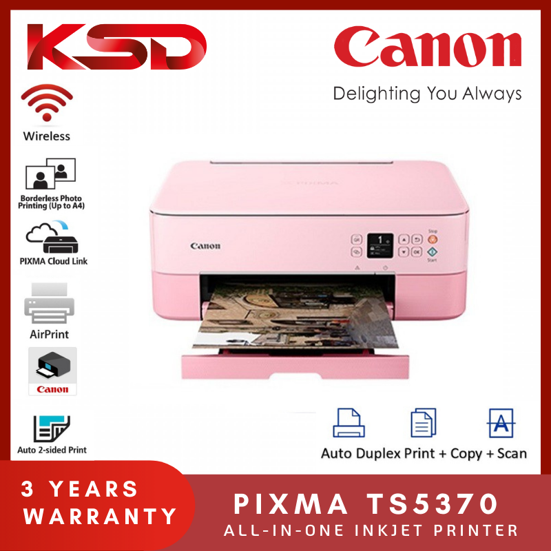 Canon Pixma TS5370 (Pink, Green, Black) All-In-One Printer with Auto ...